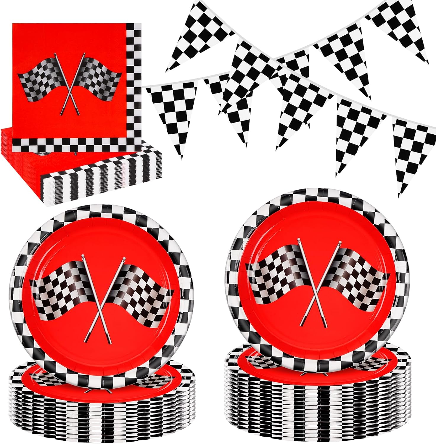 AINIUNIU Racing Car Birthday Party Decorations, Black White F1 ...