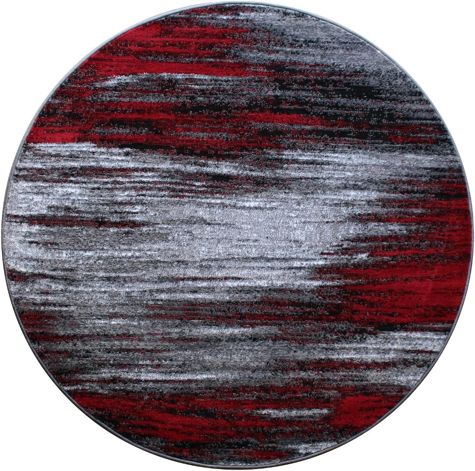 Amazon.com: Masada Rugs, Modern Contemporary Round Area Rug, Red Grey ...
