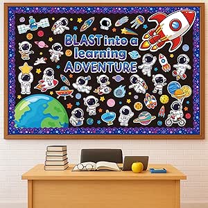 Amazon.com: 100pcs Outer Space Astronaut Bulletin Board Decorations ...