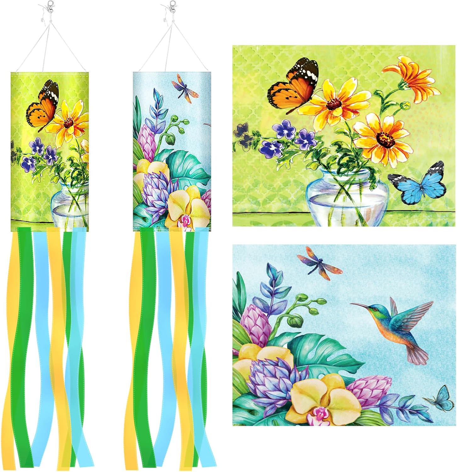 Amazon.com : NOVWANG 2 Pieces 40 Inches Windsock, Butterfly Sunflower ...