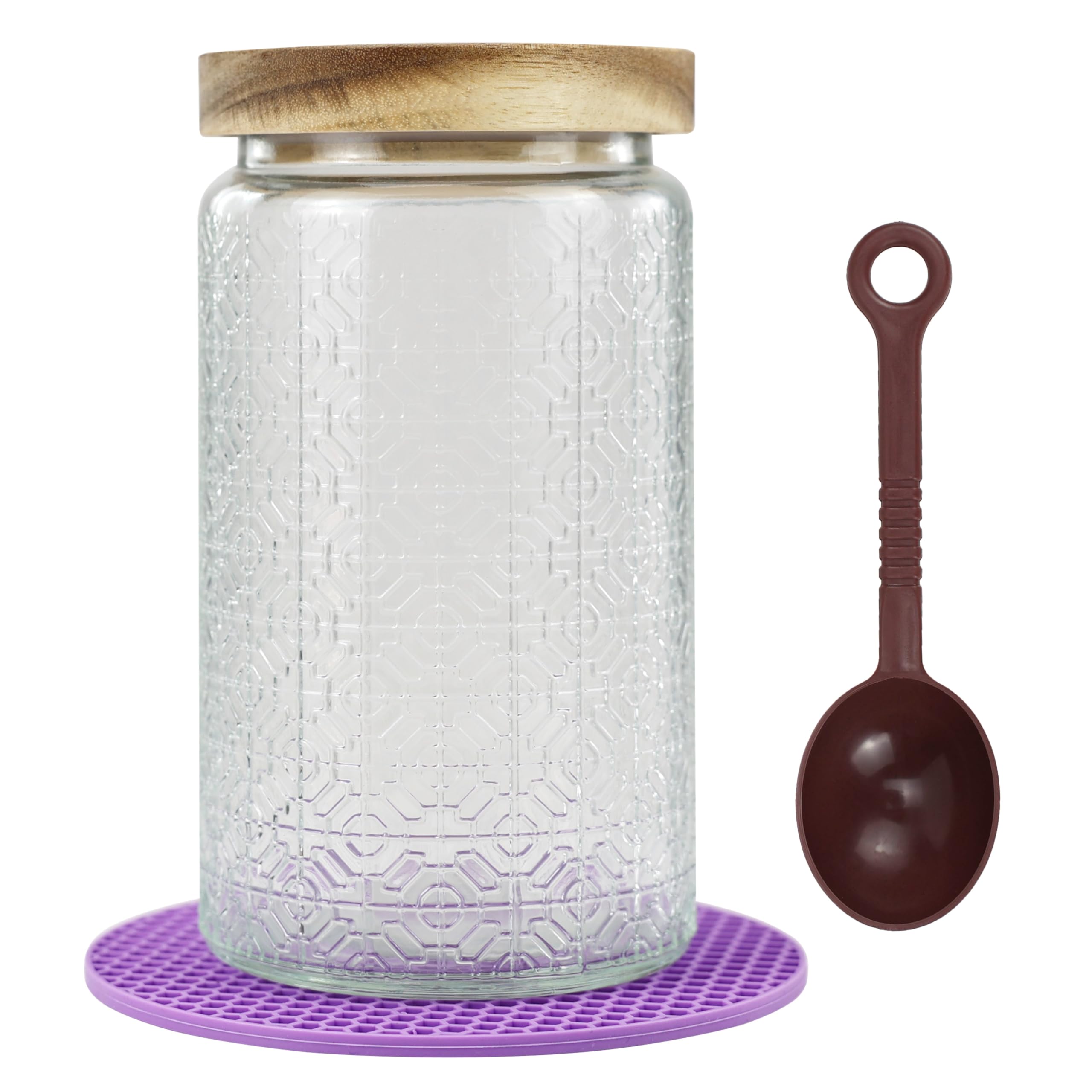 Amazon.com: EIKS Glass Storage Jars Airtight Containers with Wooden Lid ...