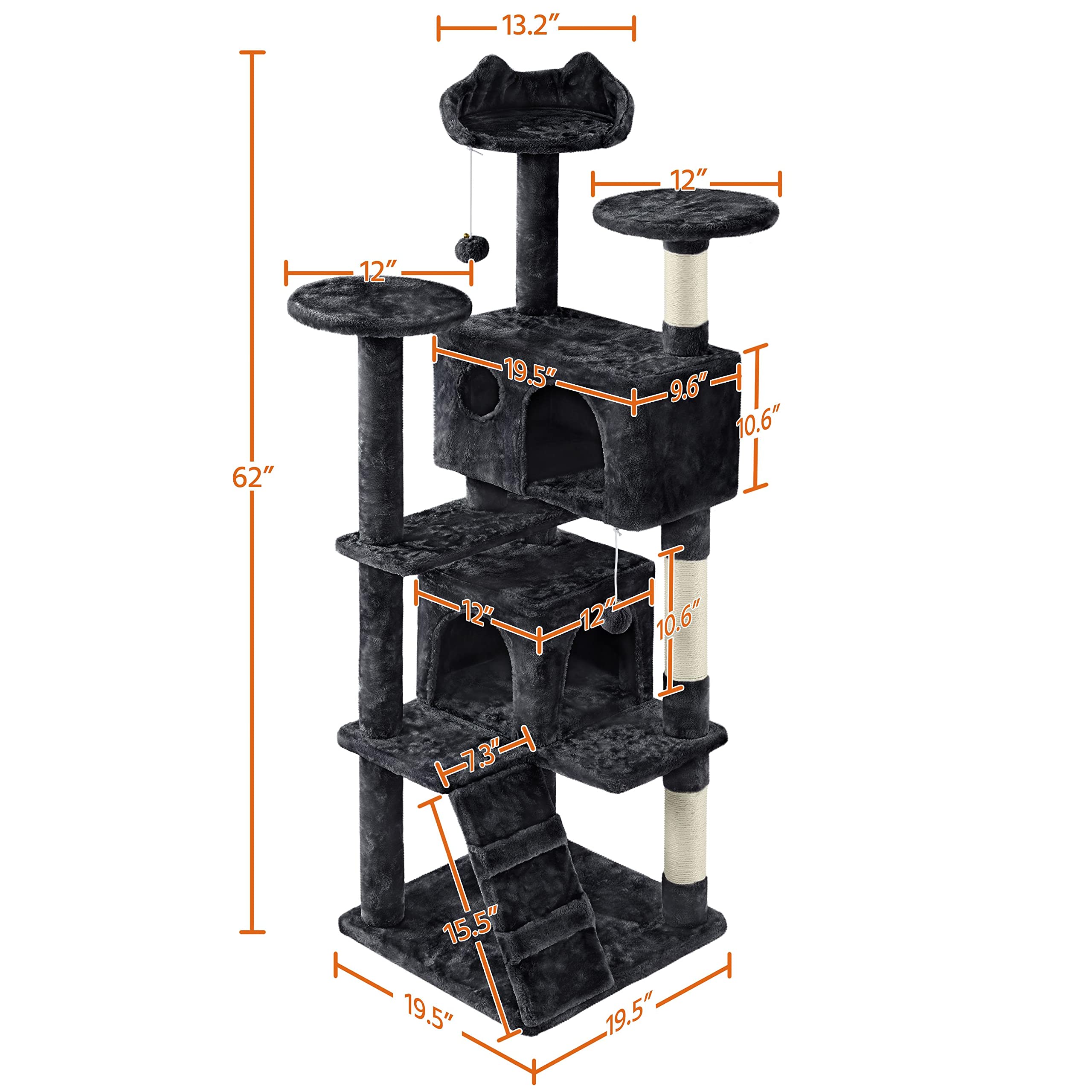 Snapklik.com : 62in Cat Tree Cat Tower For Indoor Cats, Cat Furniture w ...