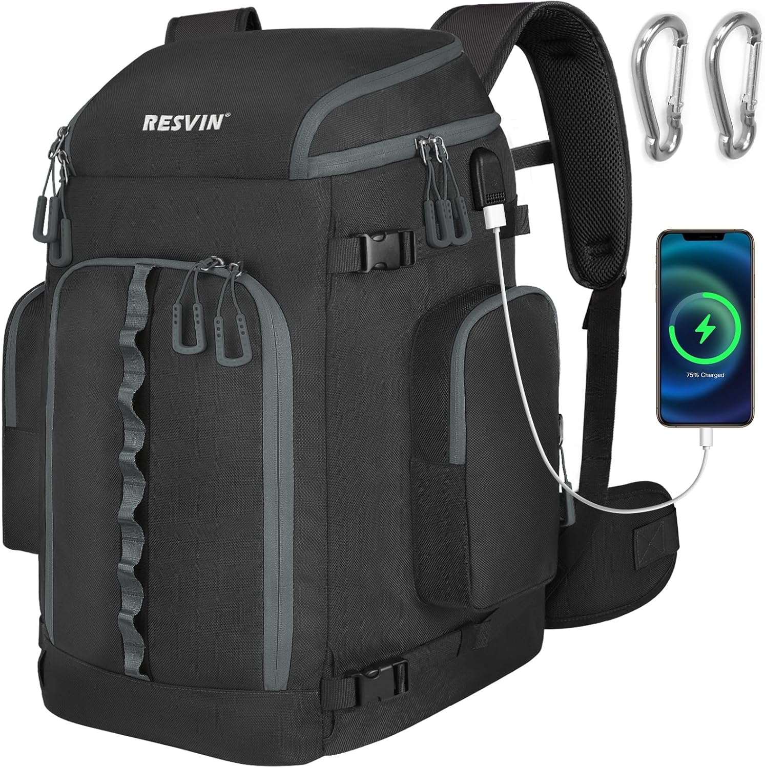 Ski Boot Bag, 65L Durable Travel Backpack, 1680D Nylon Waterproof ...