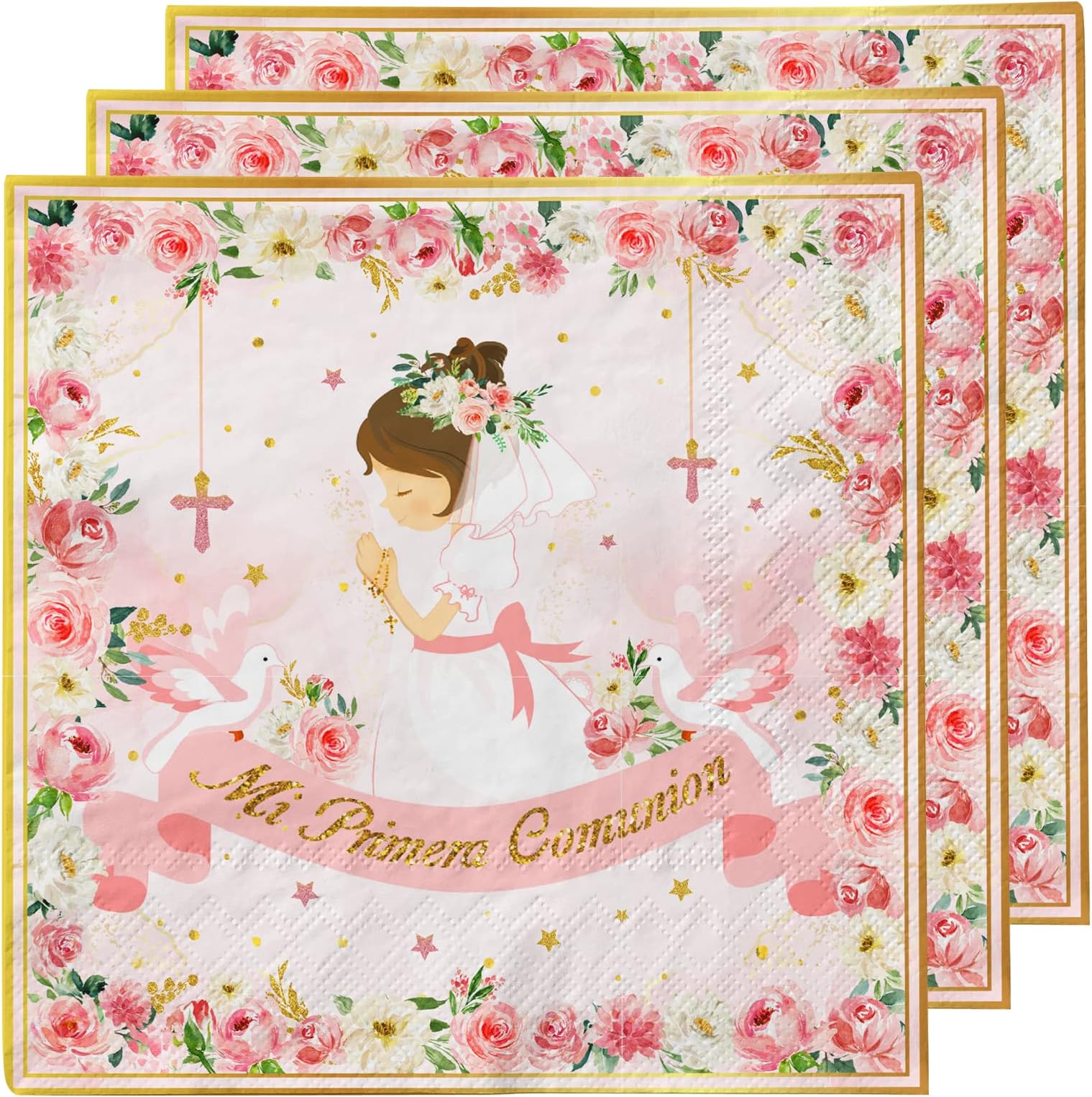 Amazon.com: First Communion Decorations-Mi Primera Comunion Napkins ...