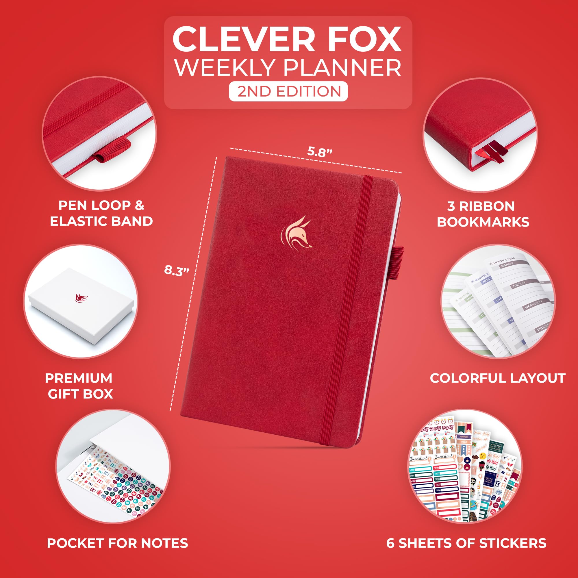 Snapklik.com : Clever Fox Planner 2nd Edition Colorful Weekly & Monthly ...