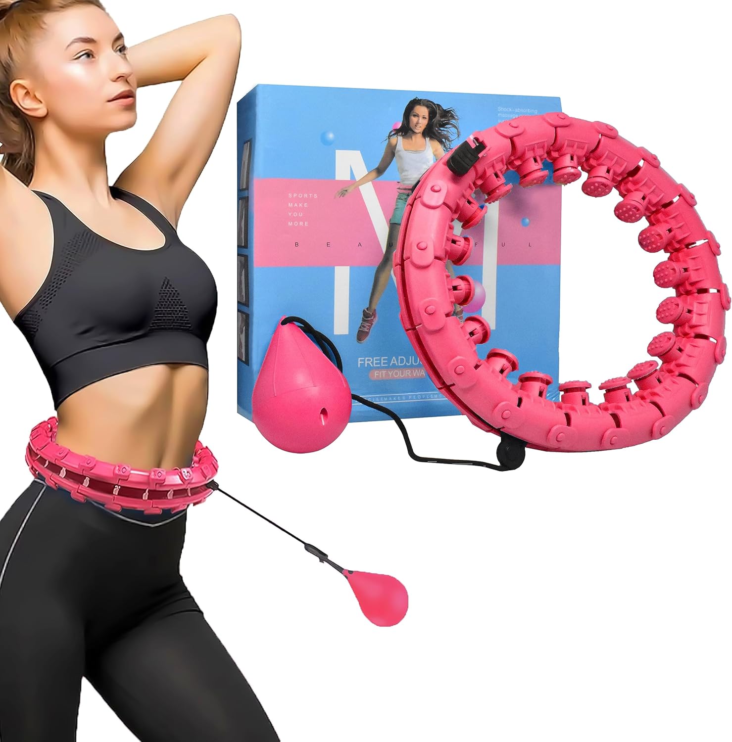 EcoNour Weighted Hula Hoop for Adults | 24 Knots | Adjustable Hula Hoop with Weight Ball | 360 ...