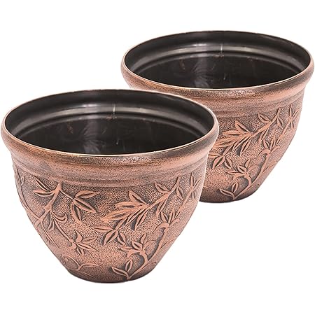 Amazon.com : COLMO Rustic Venetian Look Plastic Planter 10X8 Flowerpot ...