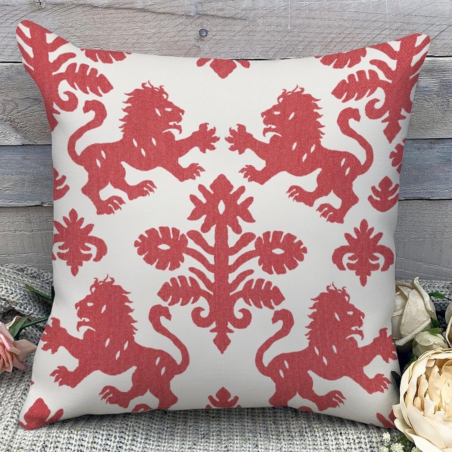 Amazon.com: MangGou Japanese Asian Style Cushion Covers Chinoiserie Red ...