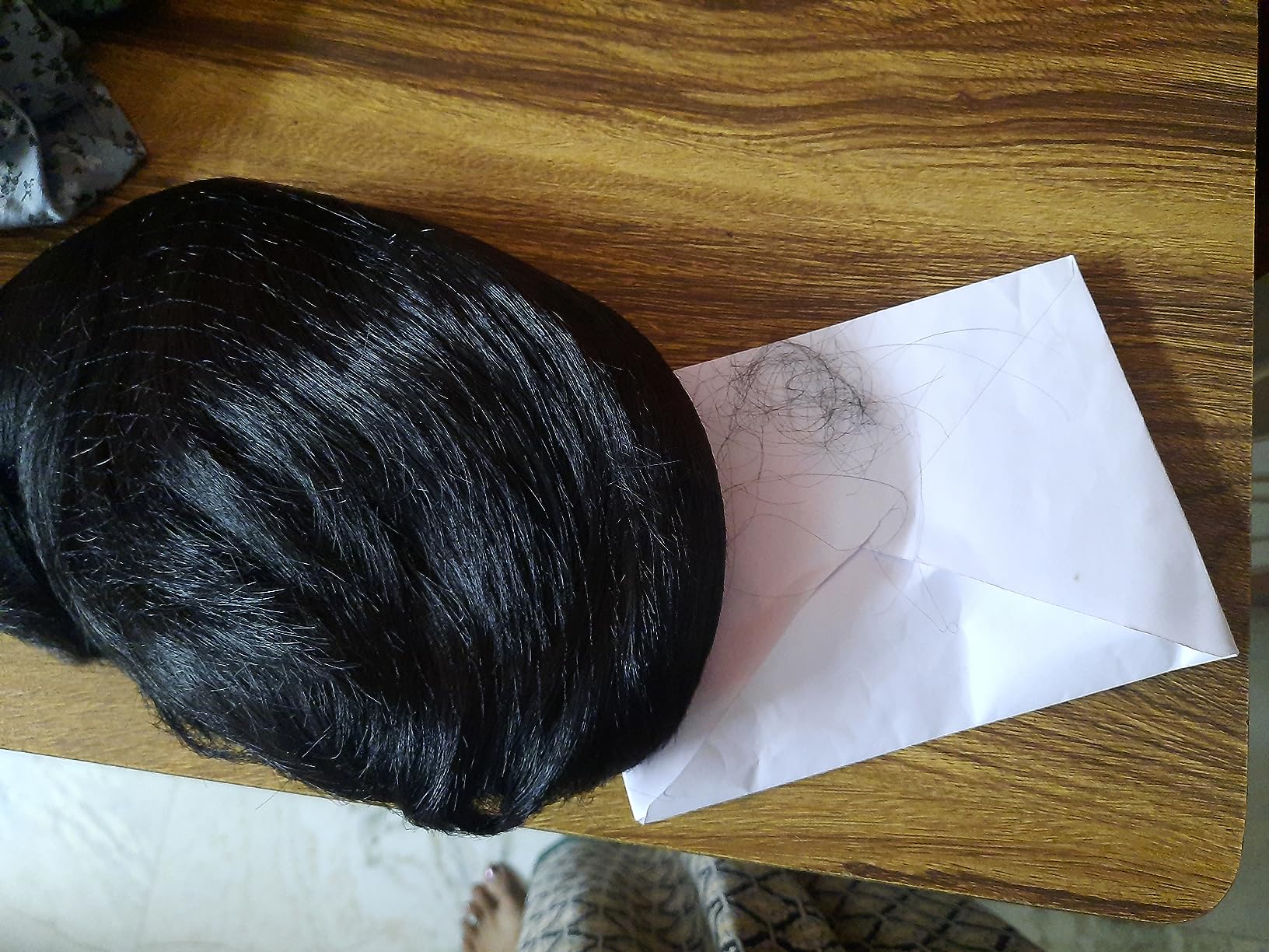 OSEN Men's Natural Hair Full Head Natural Black Hair Wig with 2 Piece ...