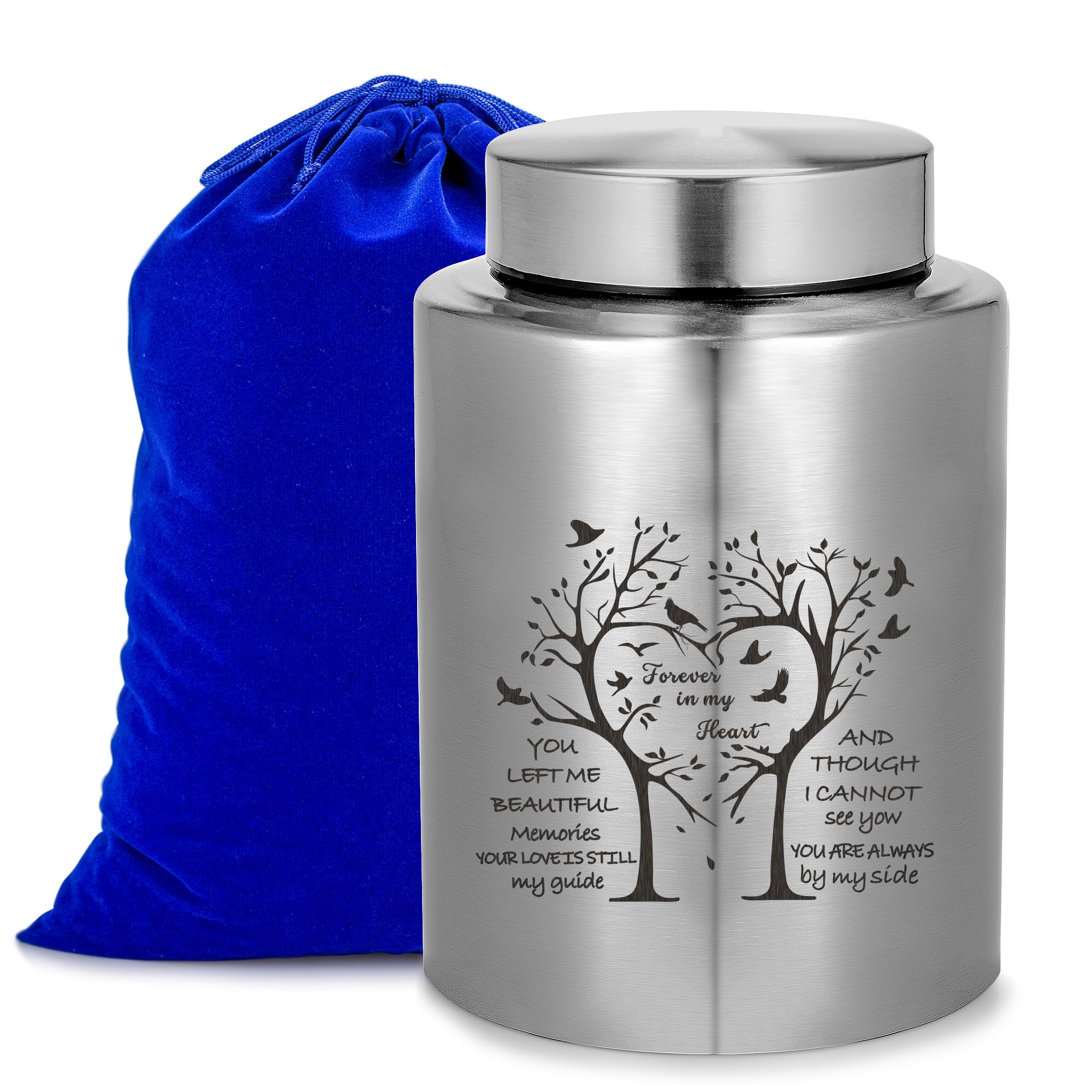 Amazon.com: Medium Urns for Adult Male Female Ashes Silver Tree of Love ...