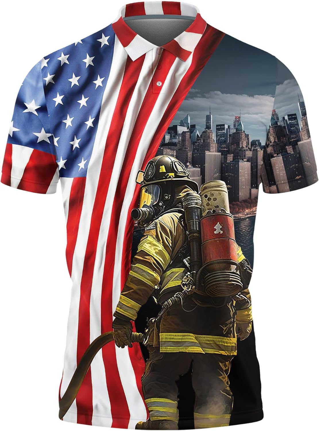 Amazon.com: Firefighter Men's Polo Shirts - Fire Man Short Sleeve ...