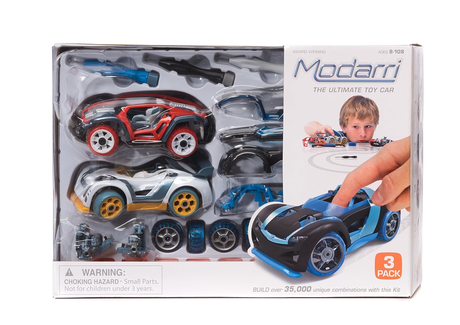 Modarri 3 Pack Track Cars Set - Build Your Car Kit Toy Set - Multi ...