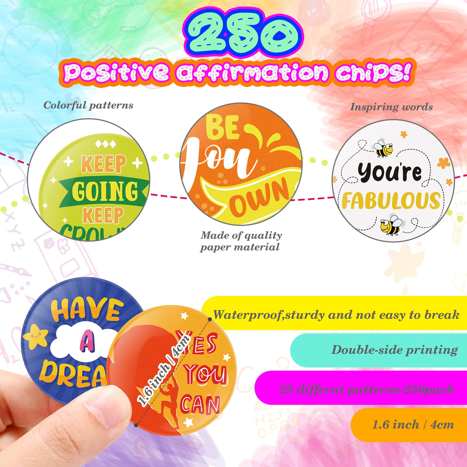 Snapklik.com : 250 Pcs Positive Affirmations Chips For Kids, 25 ...