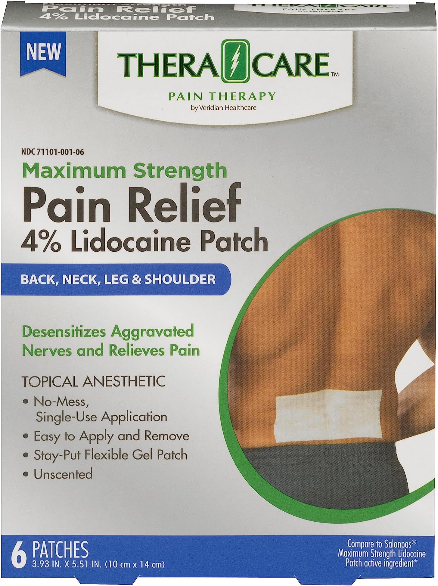 Amazon.com: Thera|Care Maximum Strength OTC Pain Relief Patch | 4% Lidocaine Patch | 3.9” x 5.5 ...