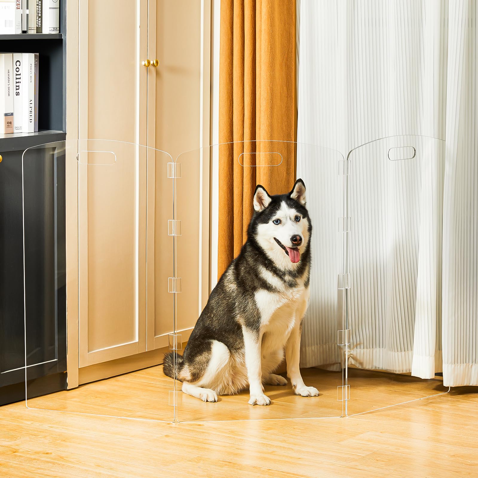 Snapklik.com : Modern Frame Clear Acrylic Freestanding Dog Gate - 32 ...
