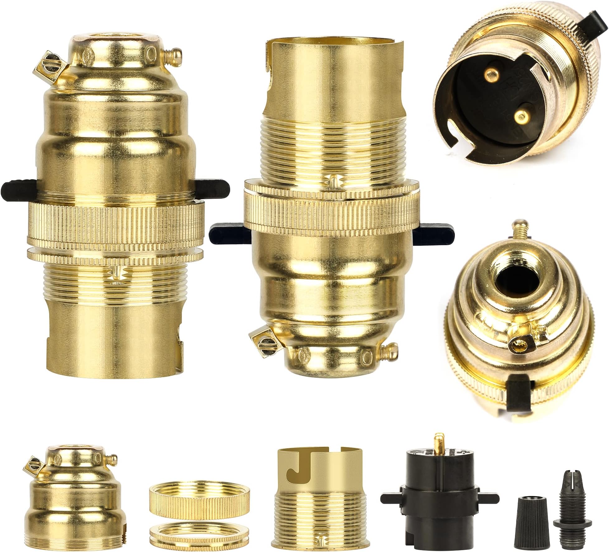 K M Electronics® Brass Switched LAMP Light Bulb Holder BC Bayonet Cap ...