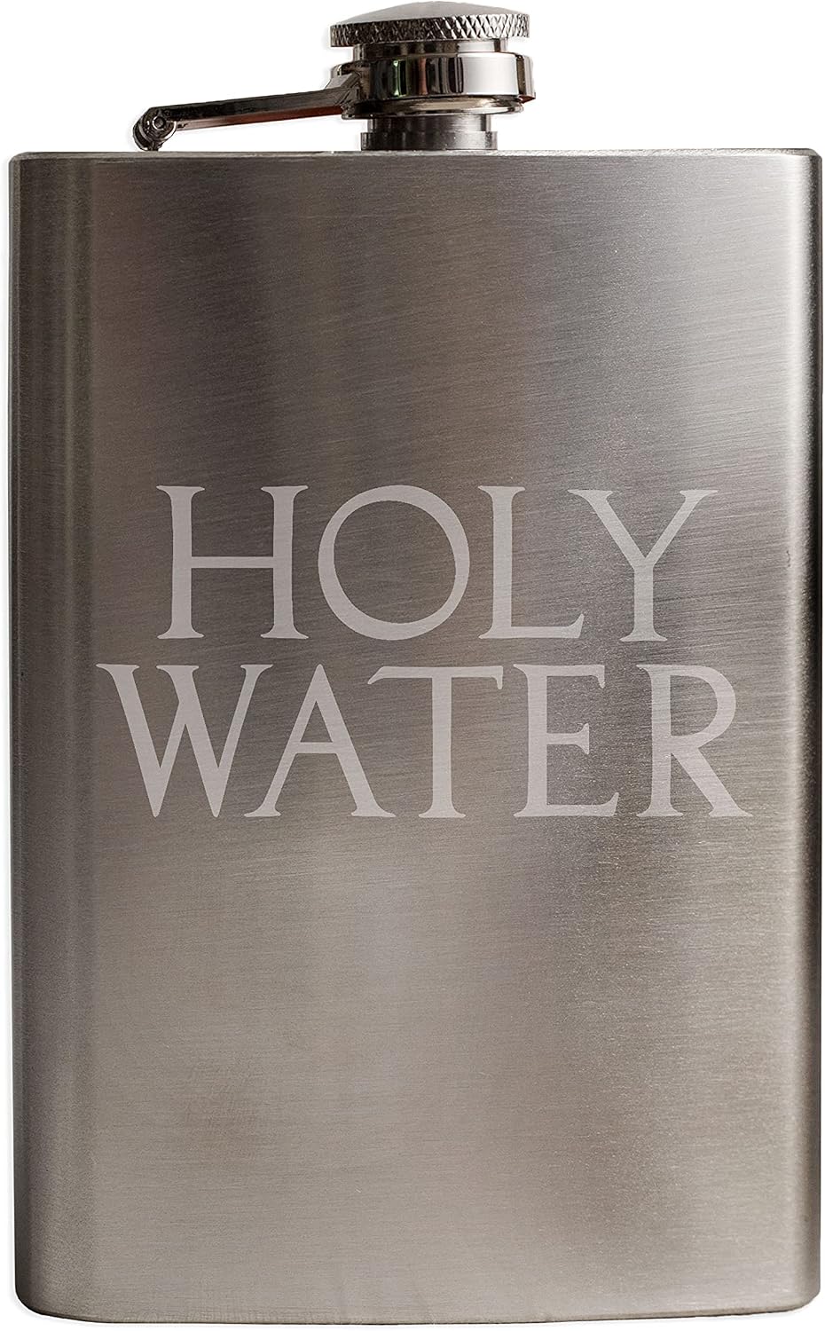 Amazon.com | Holy Water Typography Etched 8 Ounce Stainless Steel Flask ...