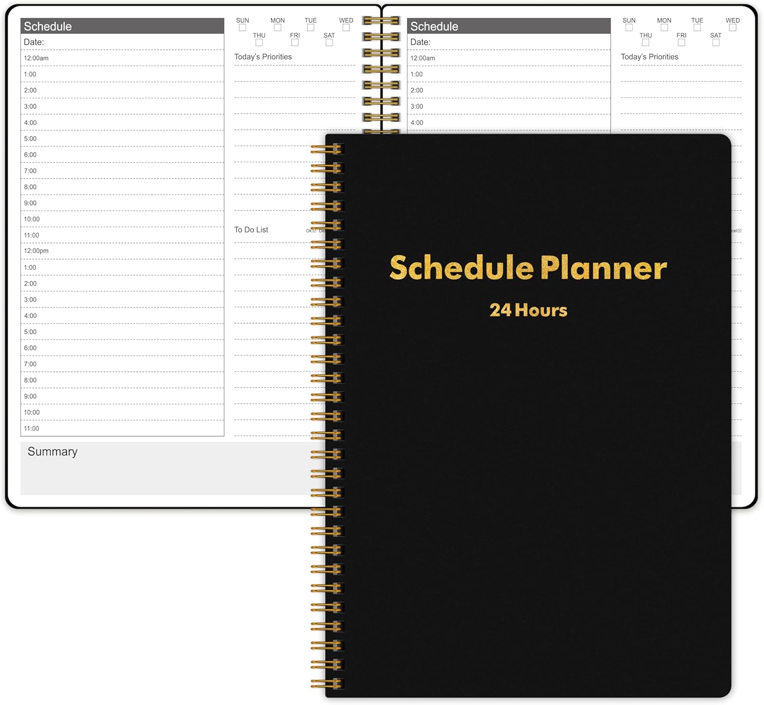 Amazon.com : 24 Hour Schedule Daily Planner - Undated To Do List ...