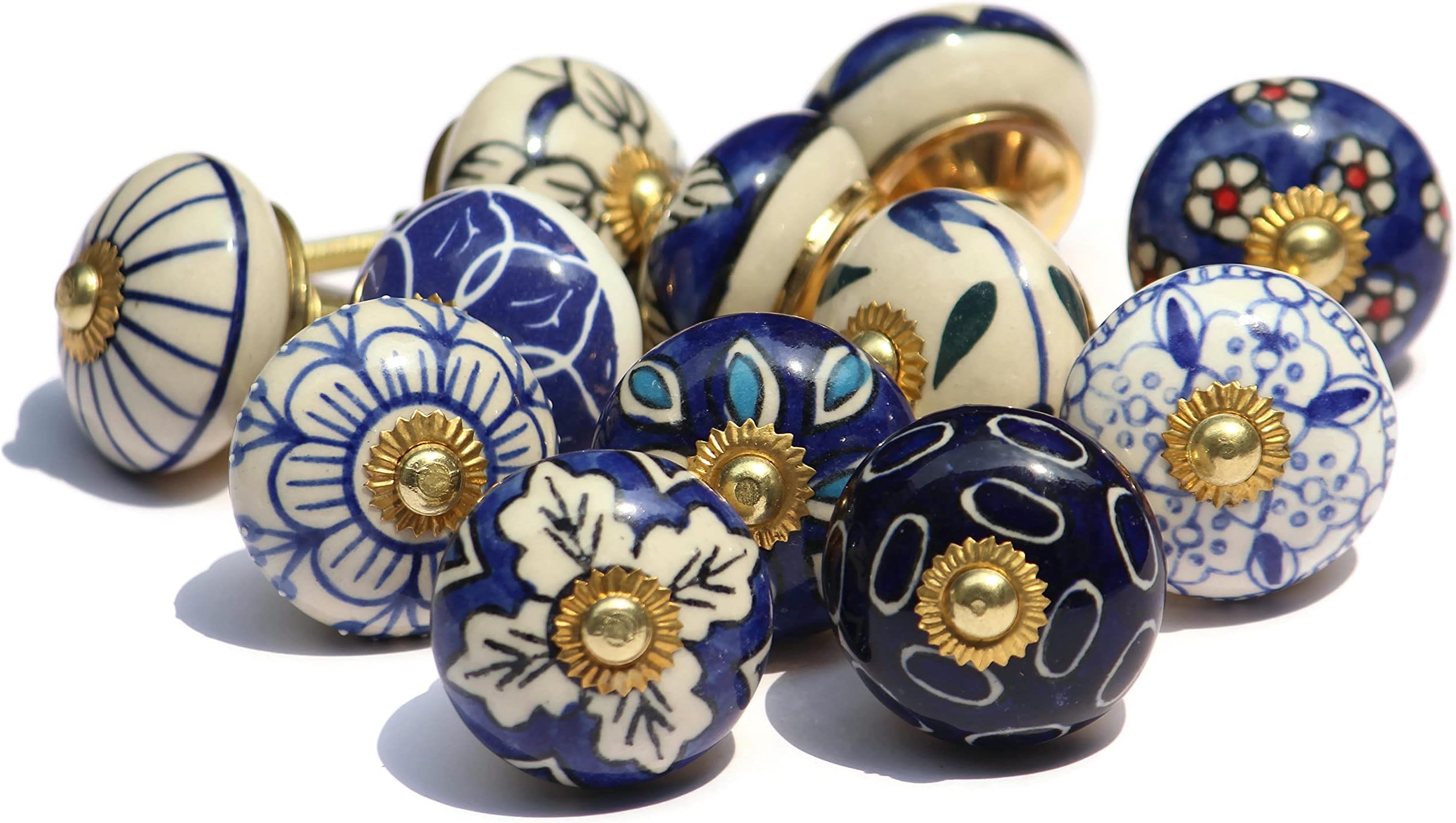 LXZ 4 PCs Vintage Style Round Ceramic Knobs Handles Pulls for Cabinet ...
