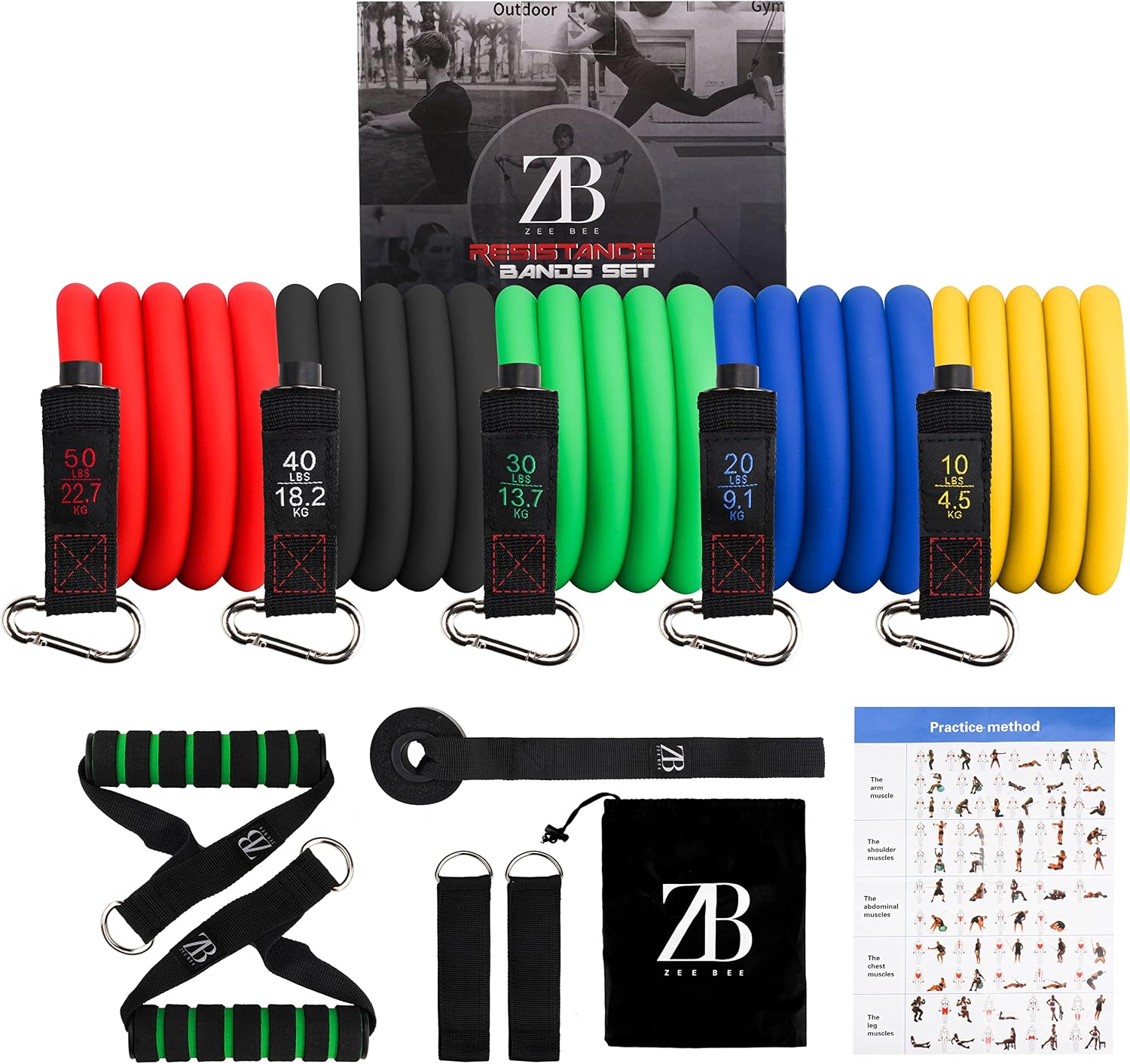 Zeebee 11pcs Anti-Snap Resistance Bands Set with Handles for Men and ...