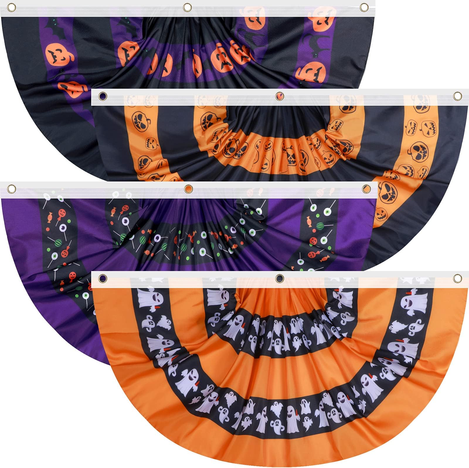 Amazon.com : 6 Pack Halloween Pleated Fan Flag Halloween Bunting Flag ...