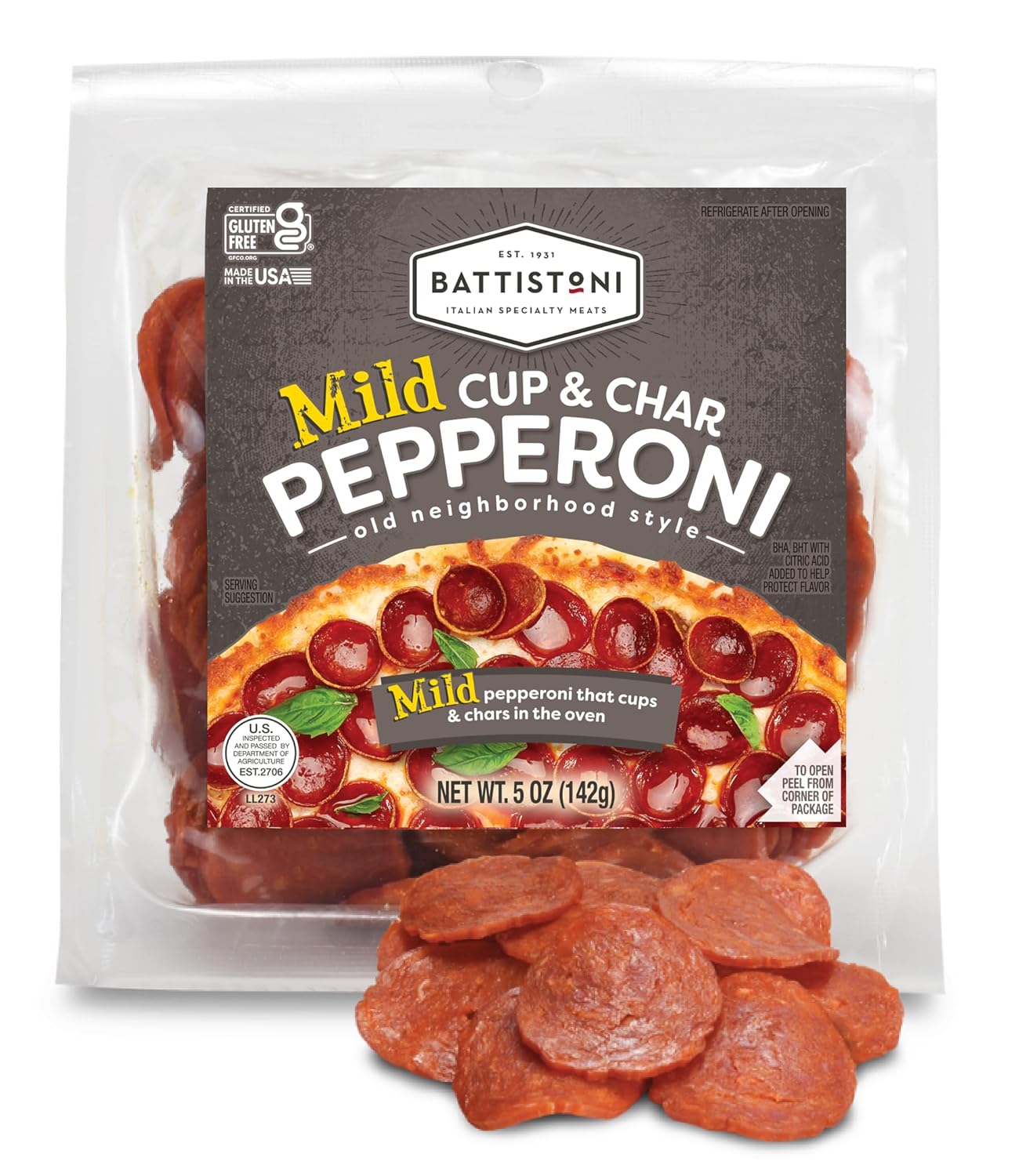 Amazon.com: Battistoni Cup and Char Pepperoni - 5oz, Mild : Grocery ...