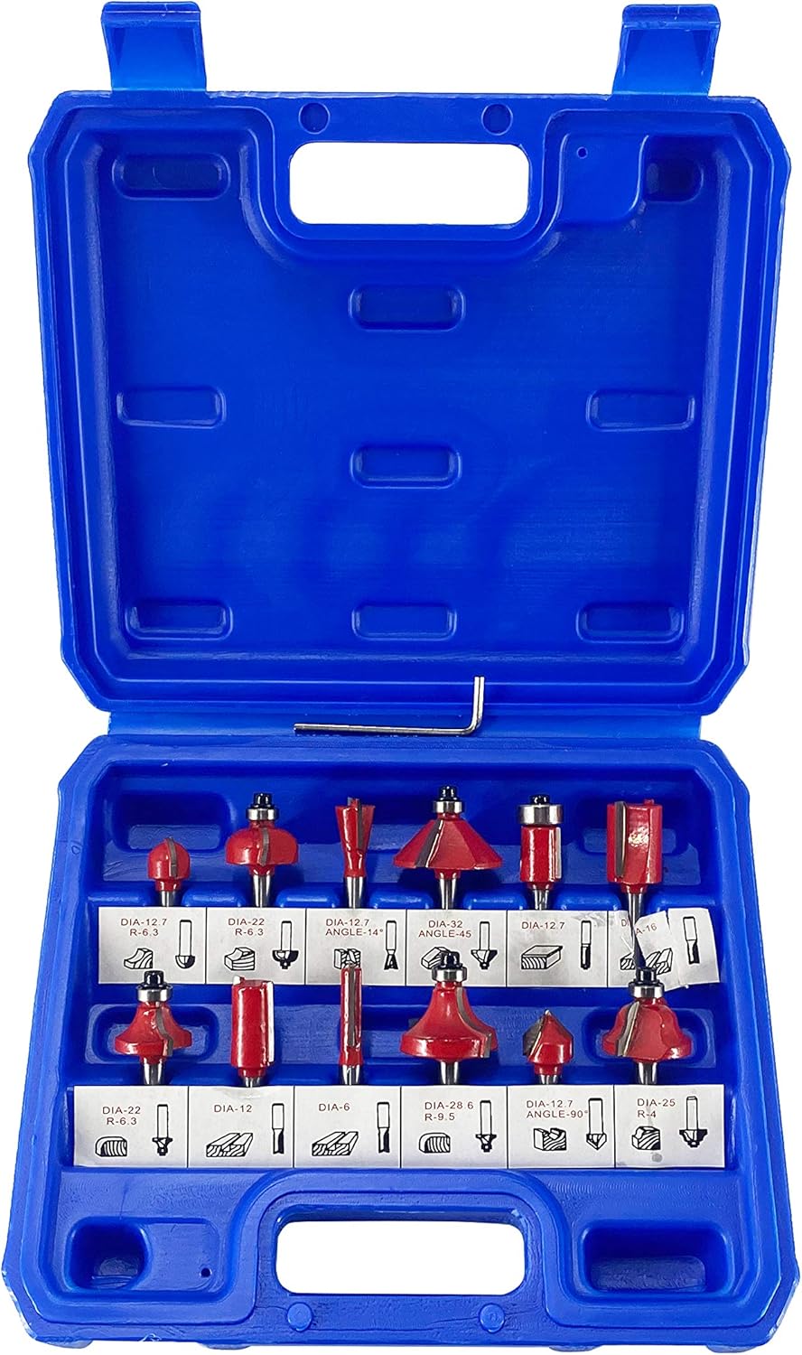HFS (R) Round Router Bit Woodworking Drill Tool Set Pack of 12Pcs 6 ...
