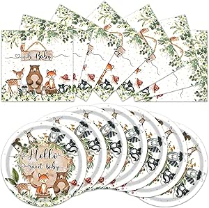 40pcs Woodland Creatures Party Supplies Baby Shower Decorations, Forest ...