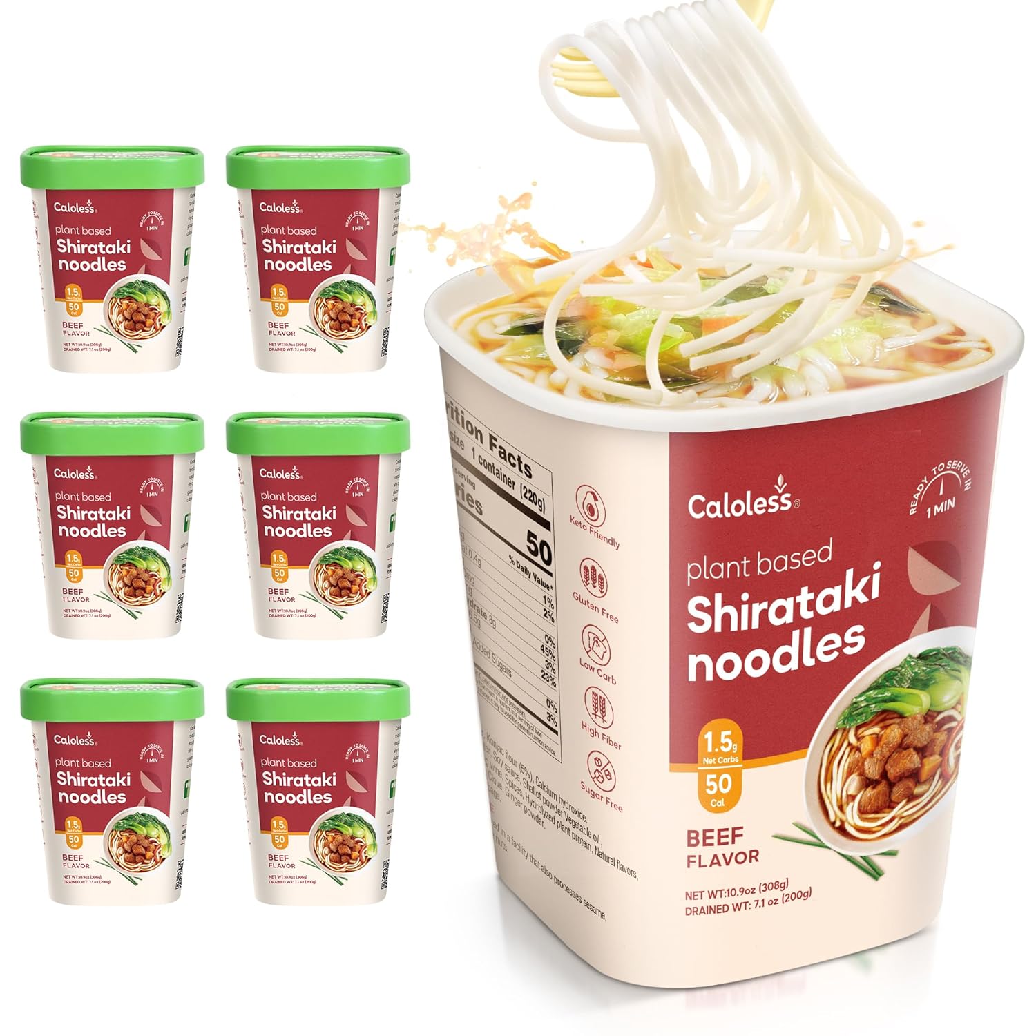 Amazon.com : Caloless Konjac Shirataki Noodles, 6 Pack Low Calorie ...