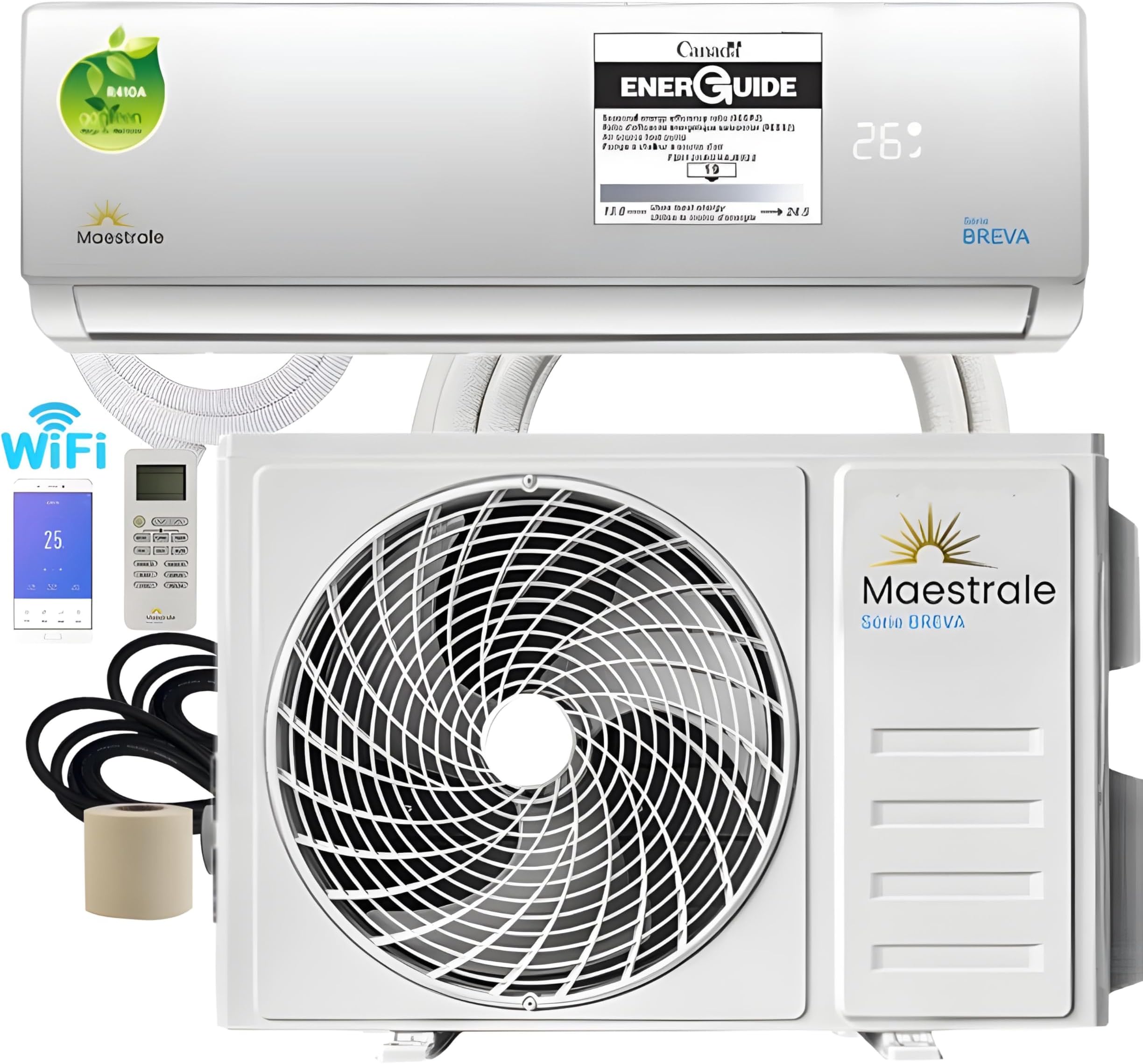 Maestrale thermopompe BREVA série 12000 BTU (avec kit d'installation 8 ...