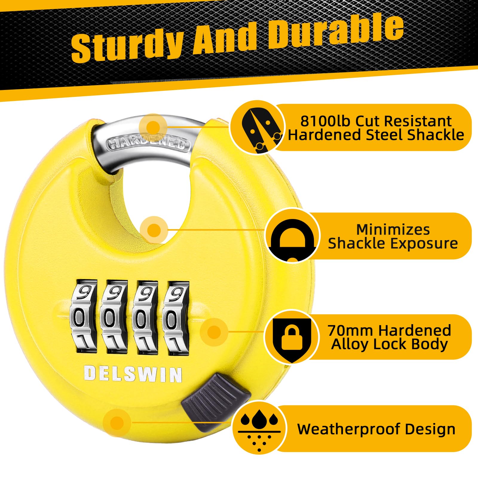 Snapklik.com : DELSWIN 4 Digit Combination Disc Padlock