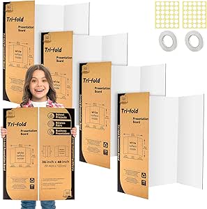 Amazon.com : 4 Pack Trifold Poster Board 48" X 36", IKAYAS Single sided ...