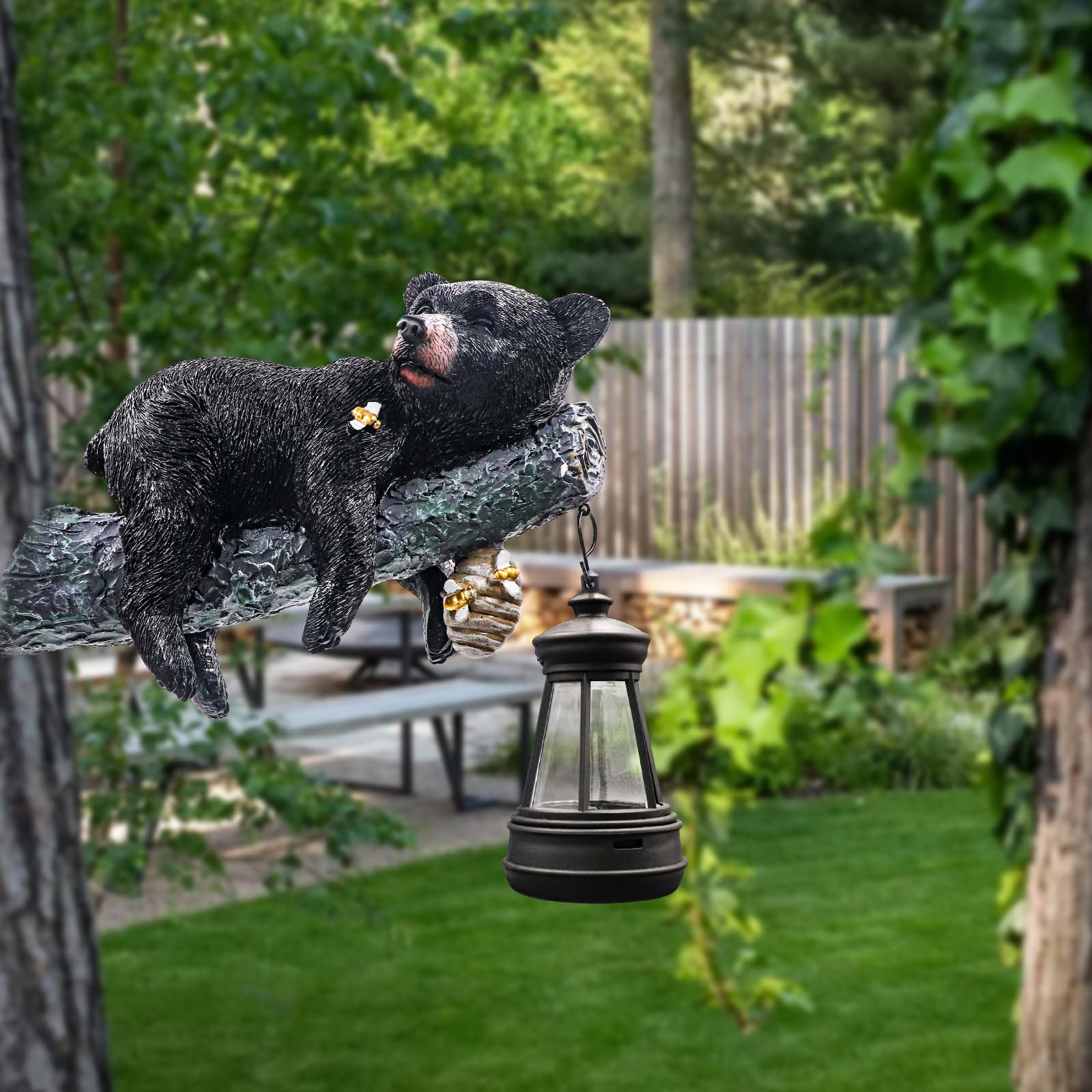 Amazon.com: MHLLGN Solar Bear Tree Hugger for Outside, Animal Garden ...