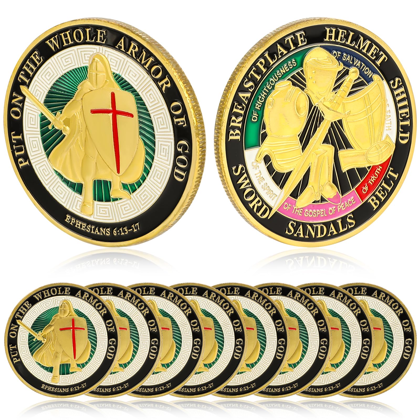 Amazon.com : 10 Pcs Put On The Whole Armor of God Coin Prayer Coin ...