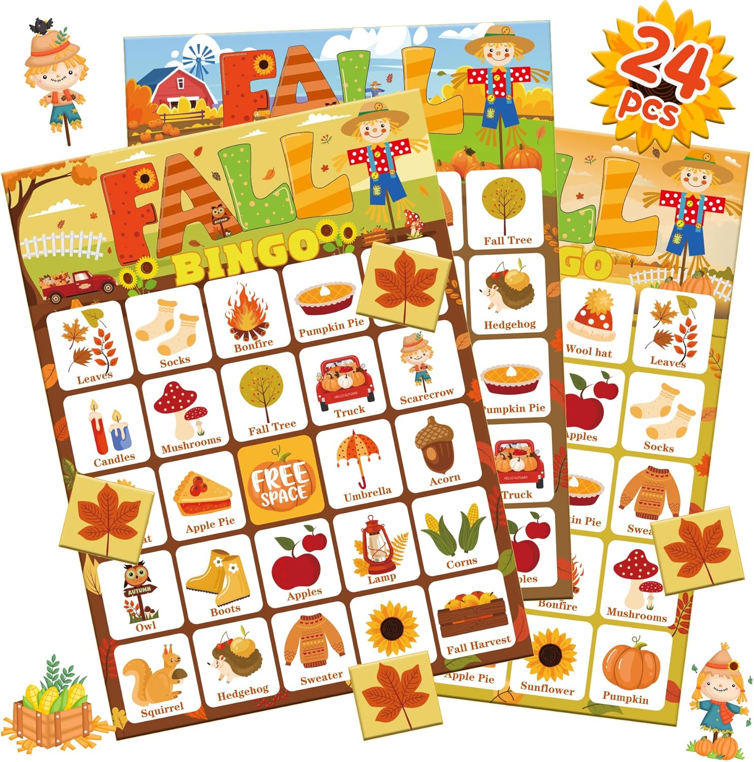 Amazon.com: Pchdkj Fall Festival Bingo Games for Kids Autumn Party ...