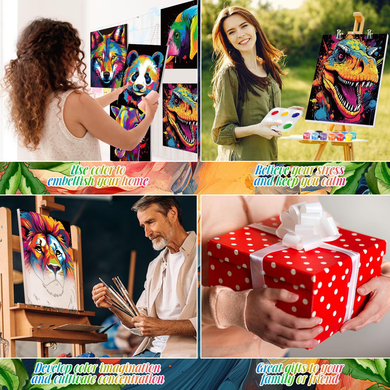 Paint N Sip Kits For Adults Party Pack Zhanmai Pre-Drawn Canvas ...