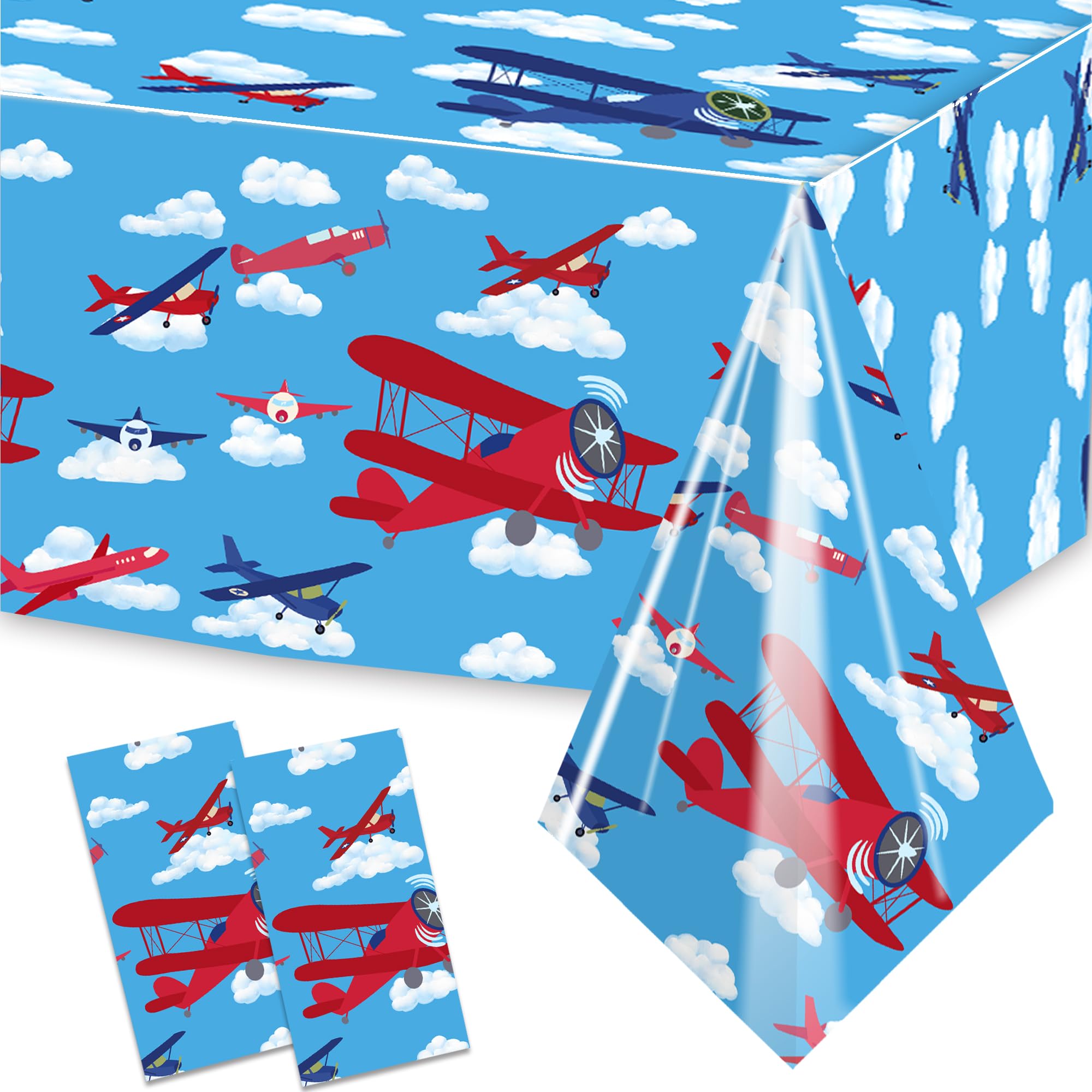 Amazon.com: Letromp 2 Pcs Airplane Birthday Party Tablecloth 54'' x 108 ...