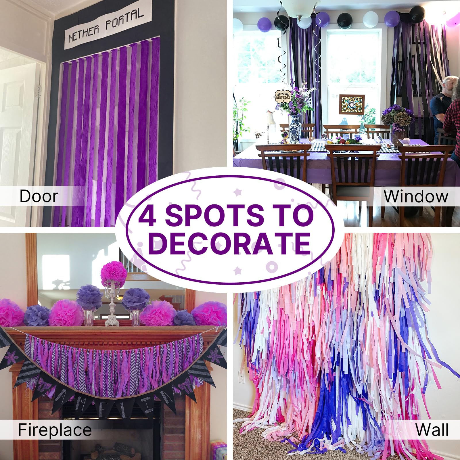 Snapklik.com : PartyWoo Purple Crepe Paper Streamers 10 Rolls 820 Ft ...