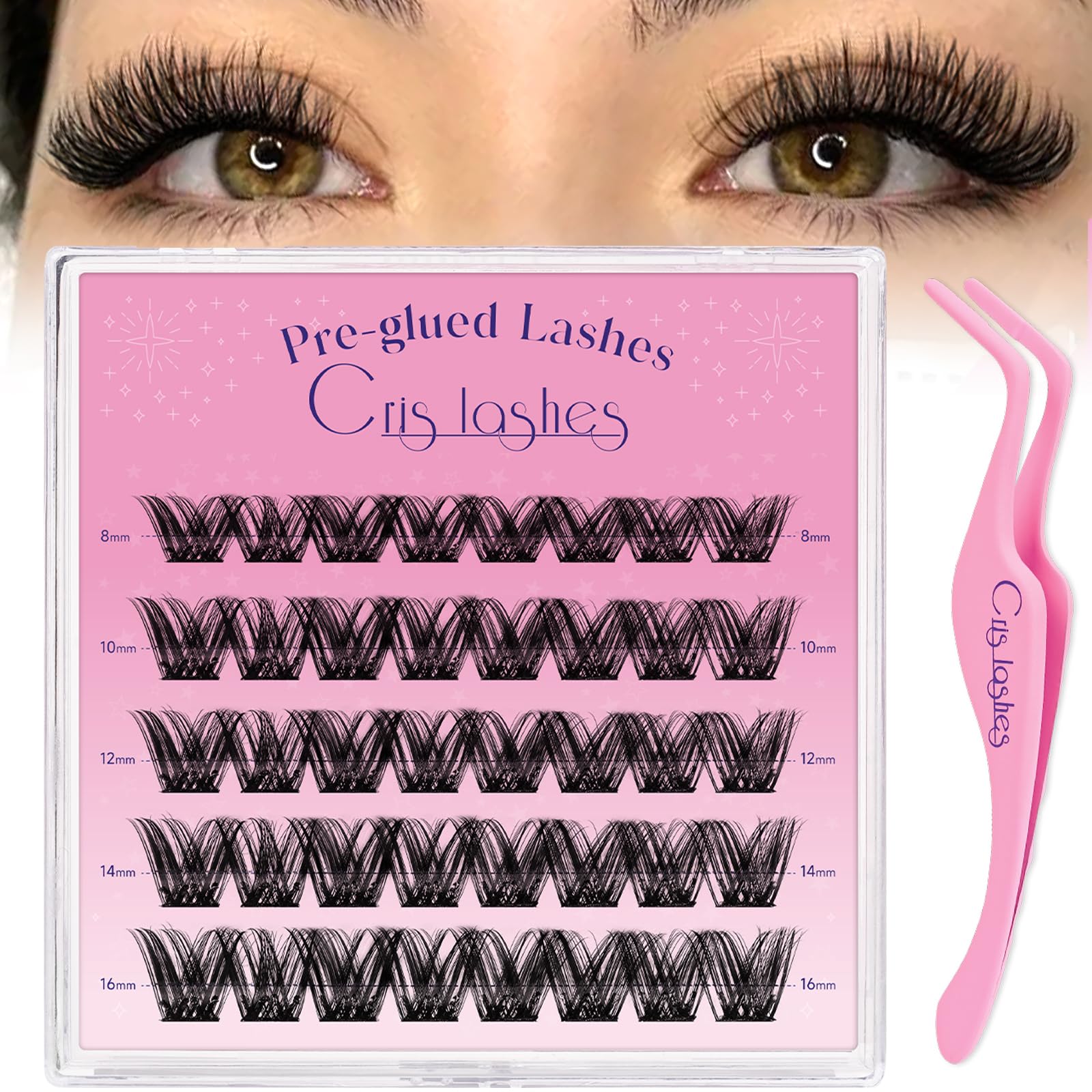 Amazon.com: Crislashes Self Adhesive Eyelashes, No Glue Needed Lash ...