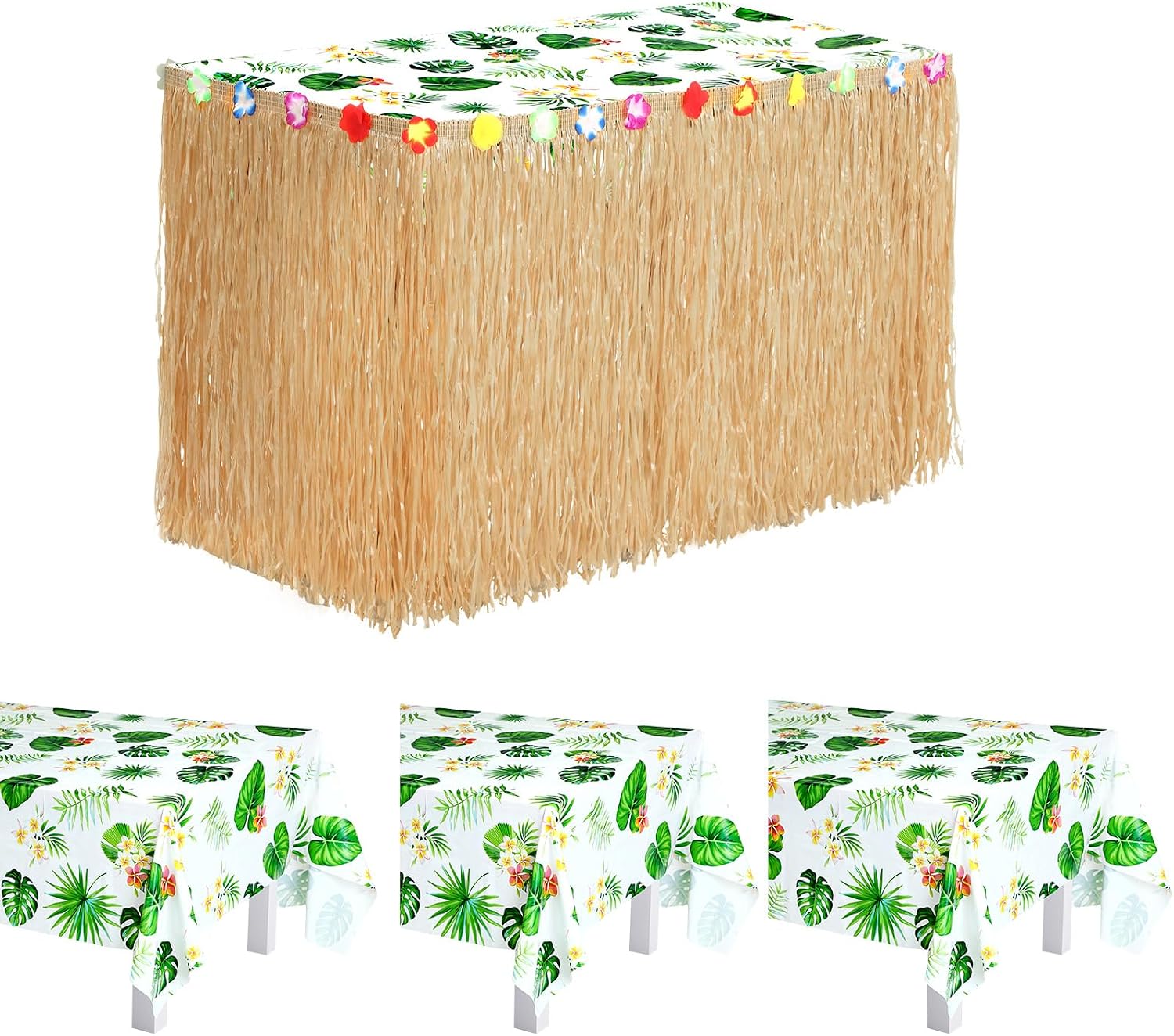 Amazon.com: HunnmingRe 3 Pcs Hawaiian Luau Tablecloths with 1 Grass ...