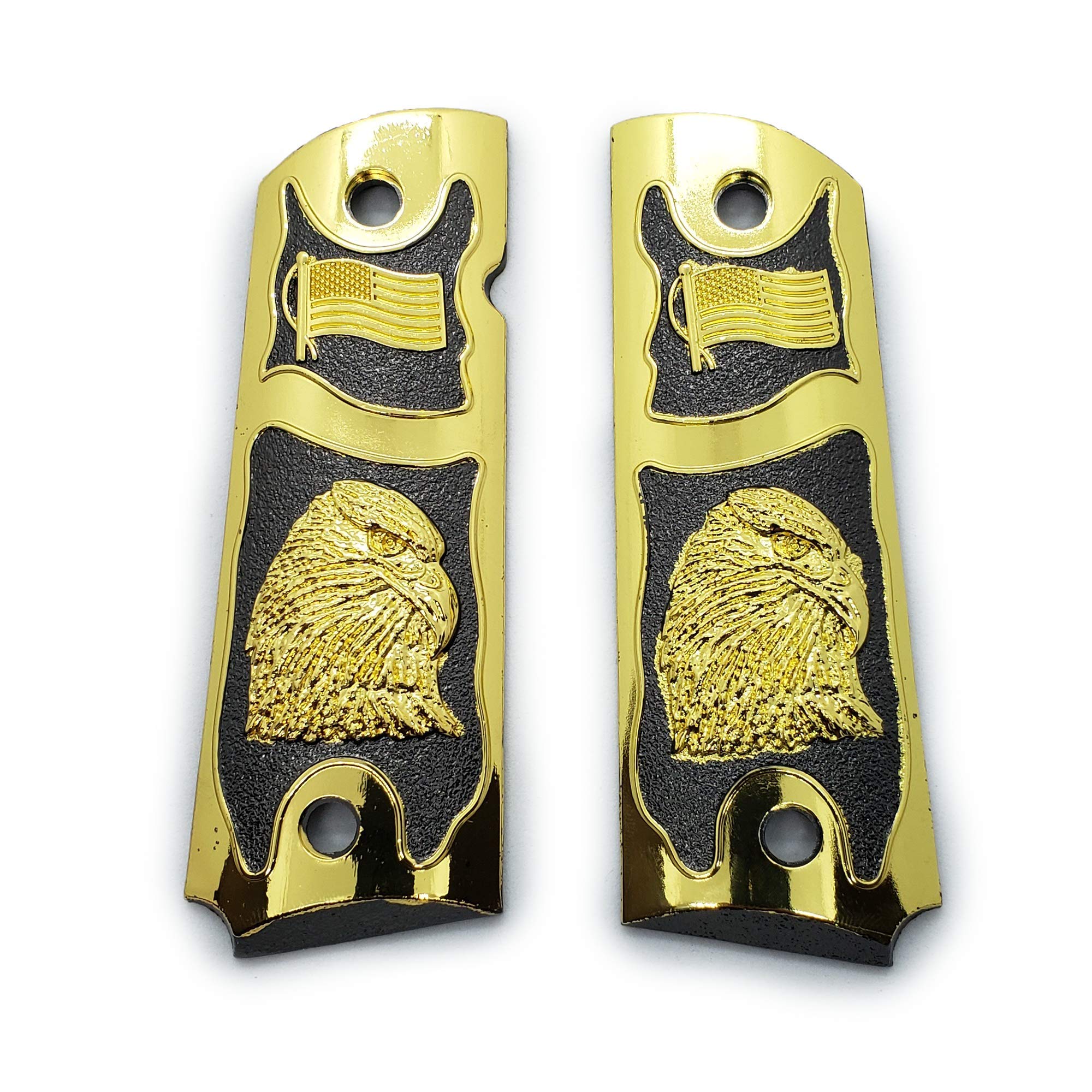 Buy Tek_ Custom Metal 1911 Grips Gold Black 1911 Full Size Grips Bald ...