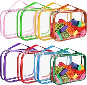 Amazon.com: 8 Packs Toy Storage Bags with Zipper, Clear PVC Organizing Bags, Reusable Toy ...