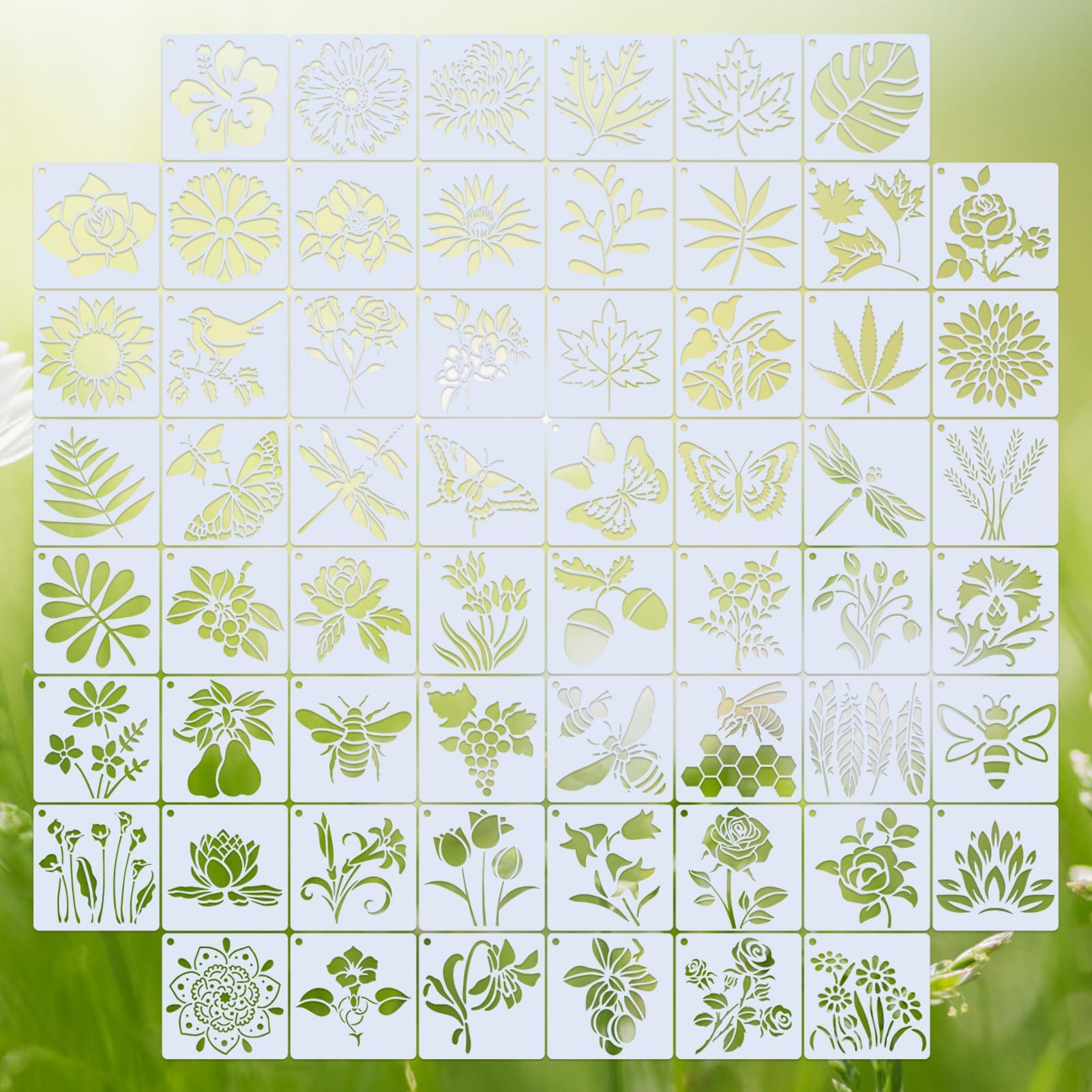 OOTSR 100PCS Stencils for Craft Reusable, 5cm Spring Flower Plant Leaf ...