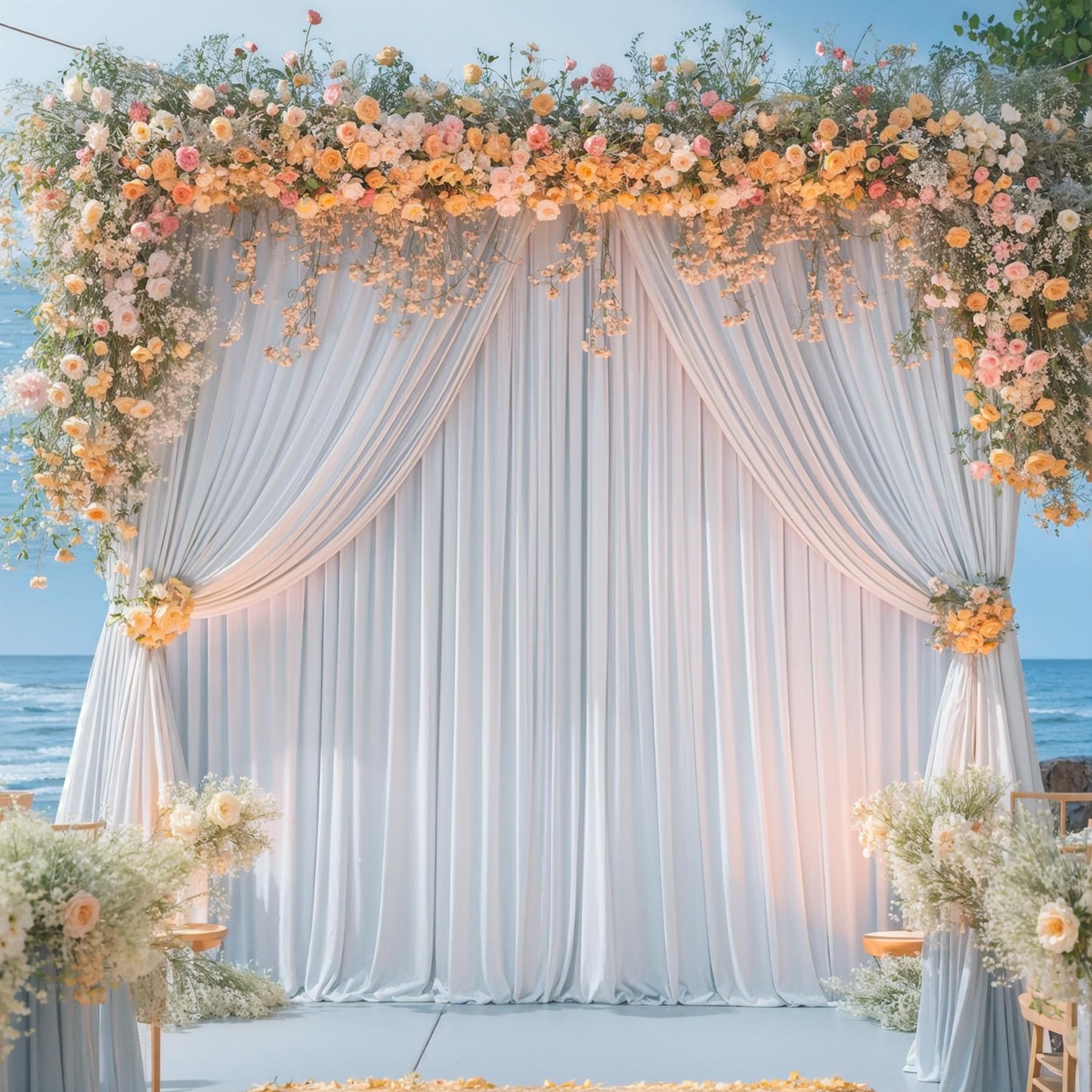 VK Vistook 30x10FT Wrinkle Free Decoration Backdrop Light Grey Curtain ...