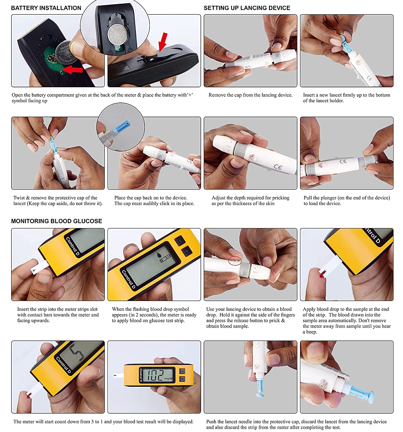 Buy Control D Blue Digital Glucose Blood Sugar testing Monitor Machine ...