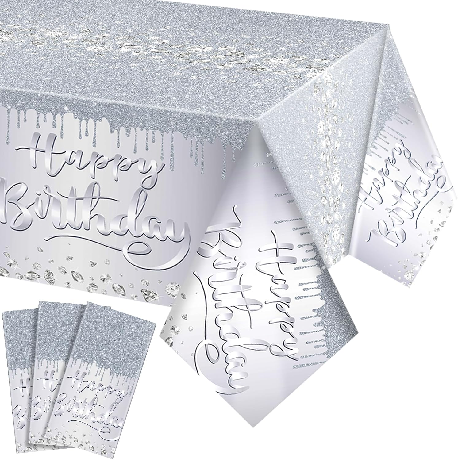 Amazon.com: HunnmingRe 3 Pcs Happy Birthday Tablecloths Plastic ...