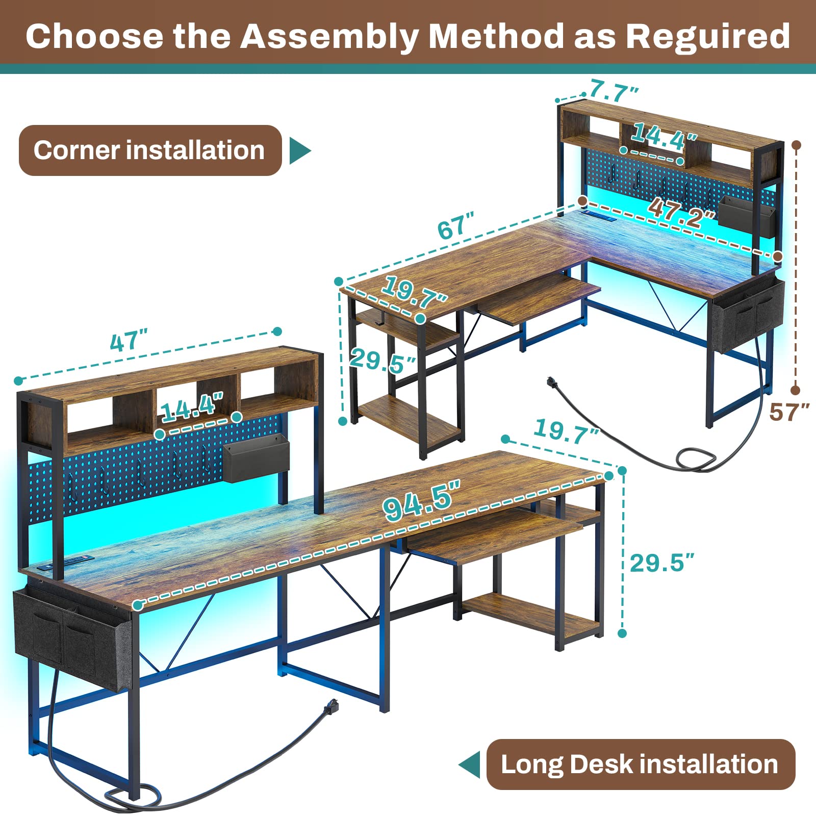 Snapklik.com : SEDETA L Shaped Computer Desk, Reversible Corner Desk