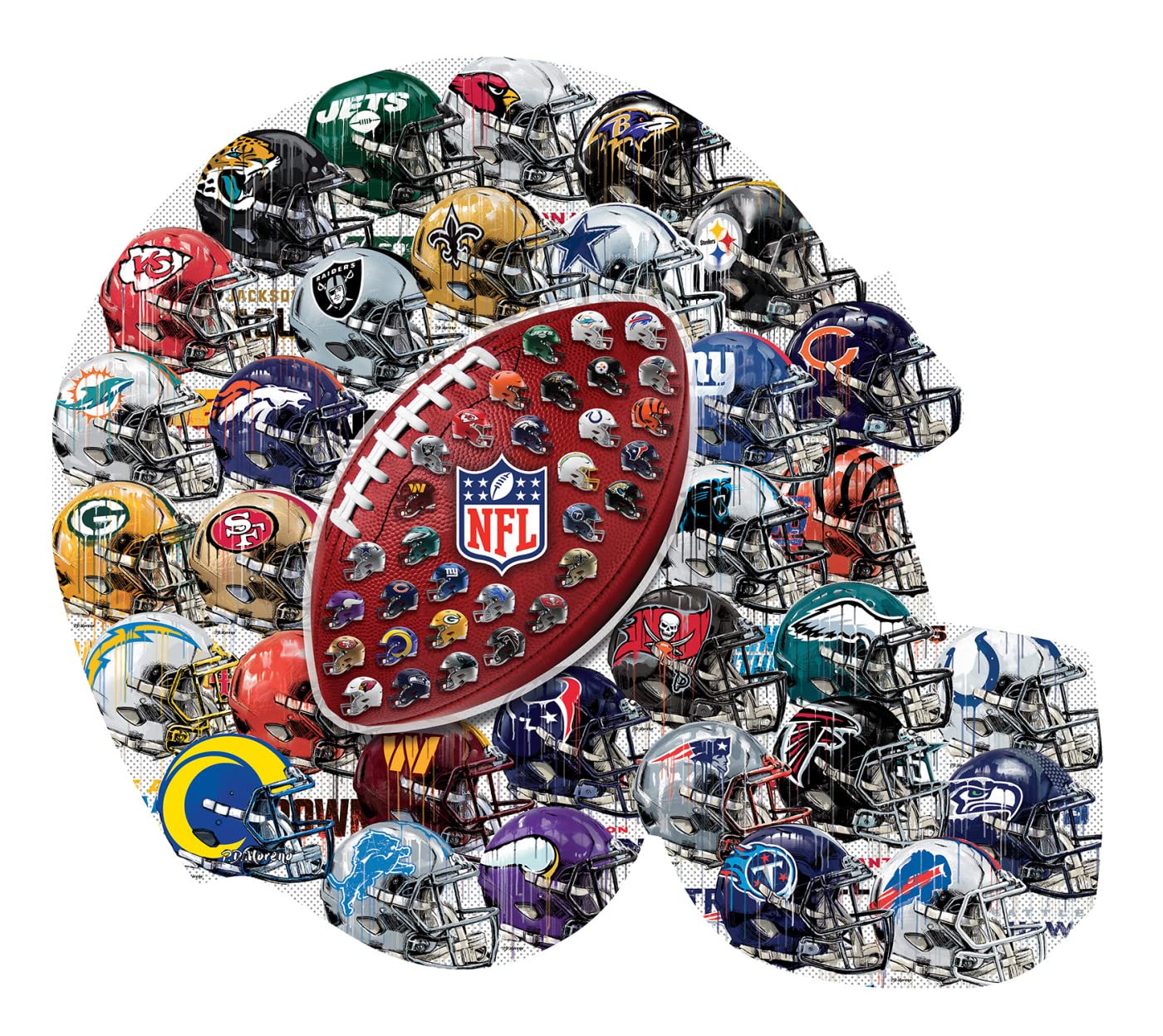 Snapklik.com : MasterPieces 500-Piece NFL Drip Art Helmet Shaped Puzzle