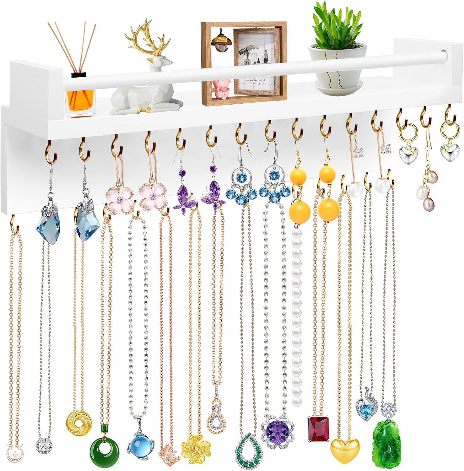 Amazon.com: OURISE Necklace Holder Wall Hanging Jewelry Organizer with ...