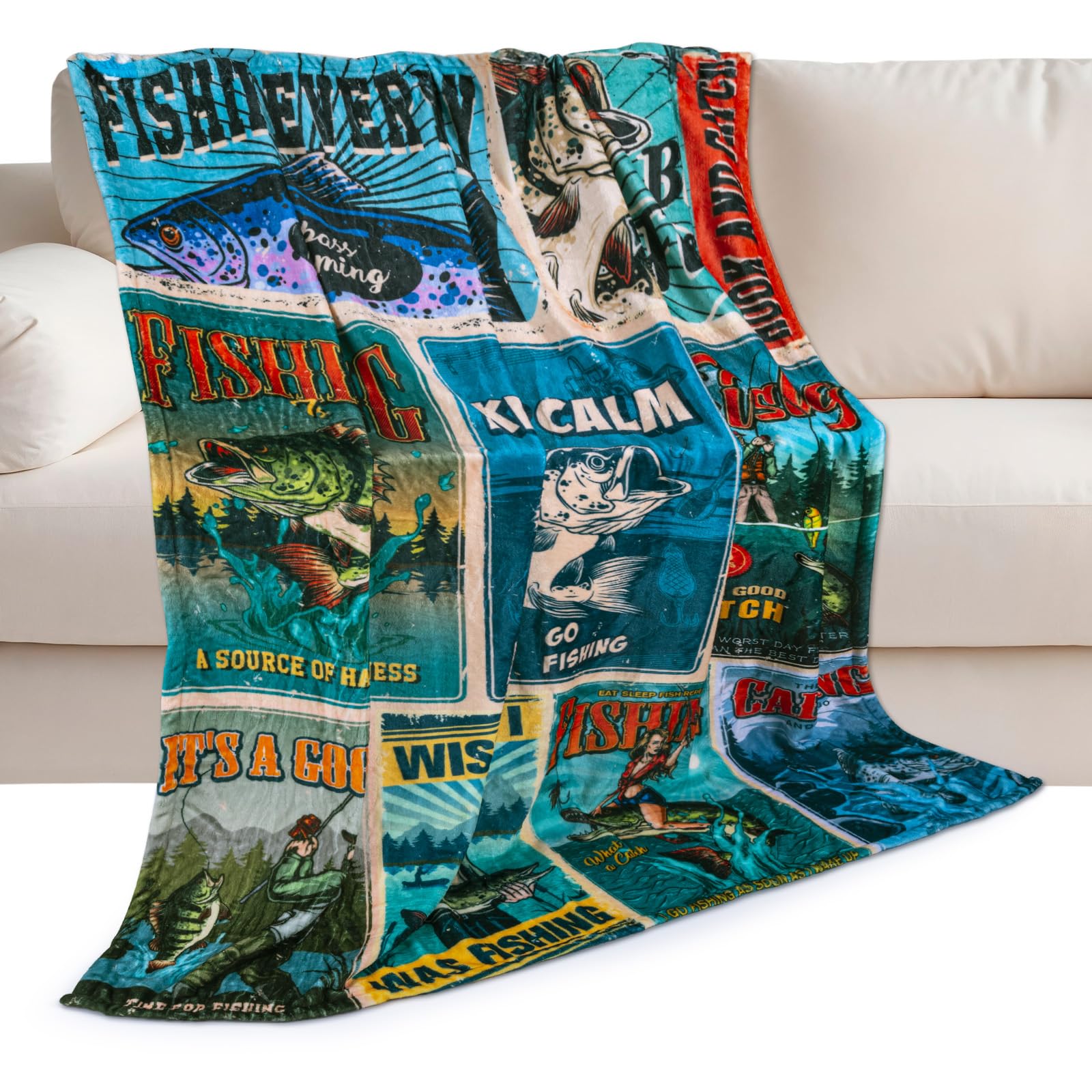 Amazon.com: Goture Fishing Throw Blanket Fishing Gifts for Men 60"x50 ...